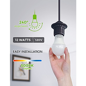 LOHAS GU24 Base LED Light Bulb, 1200Lumen, 12Watt (75W-100W Equivalent) 5000K Daylight White A19 Shape for Ceiling Fan, Twist Lock GU24 LED Light Bulbs for Home Lighting, Non-Dimmable, 4-Pack