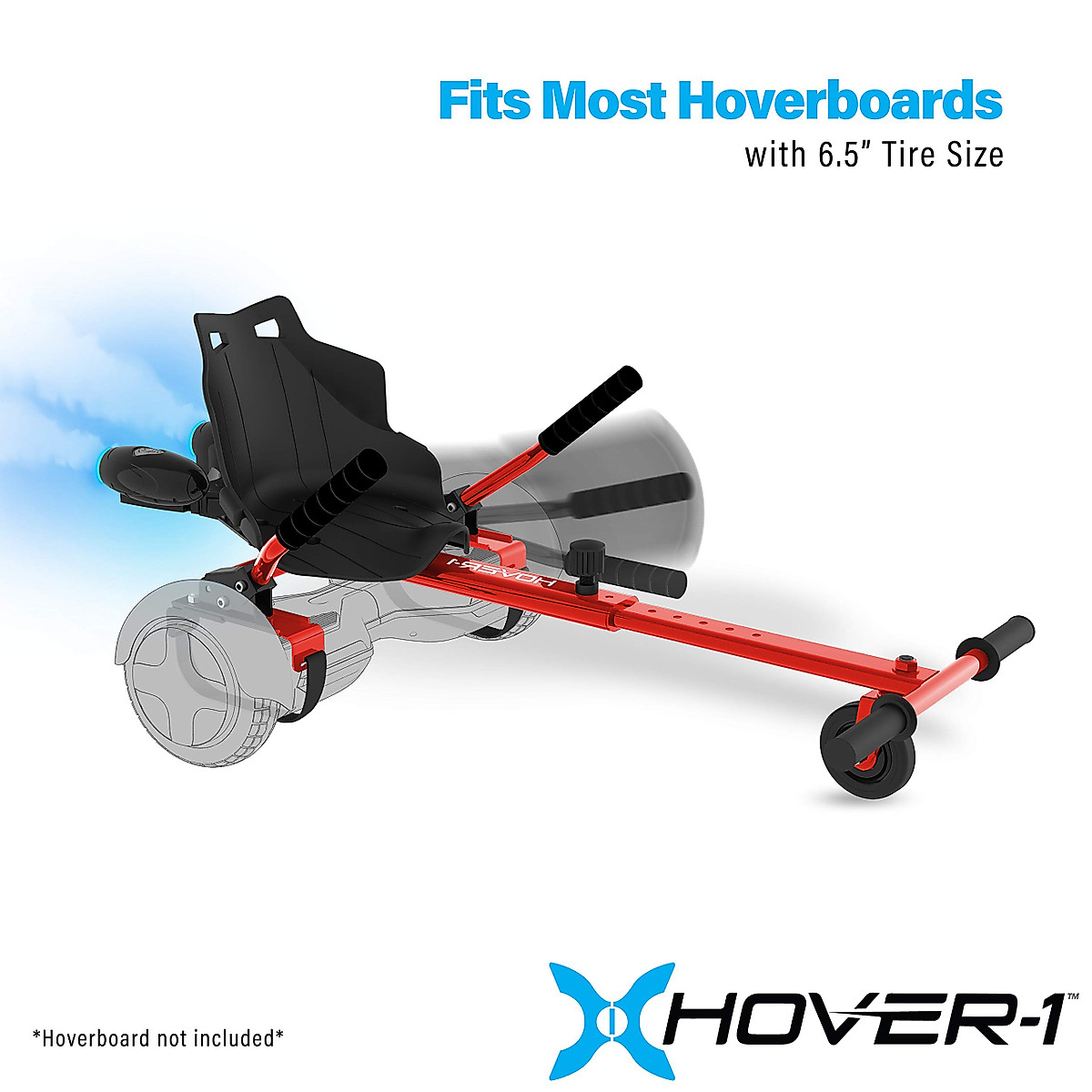 Hover-1 Falcon-1 Buggy Hoverboard Attachment Turbo LED Lights, Compatible with Most 6.5" & 8" Hoverboards, Hand-Operated Rear Wheel Control, Adjustable Frame, Easy to Install Hoverboard Go Kart