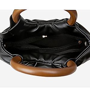 Nova&Aria Small Shoulder Bag for Women,Clutch Purse Handbag and Cloud Dumpling Bag,Trendy Ruched Black Shoulder Handbags 19