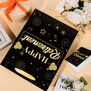 Retirement Gift Bag Happy Retirement Gift Wrapping Paper Bag with Tissue and Funny Retirement Card Black Gold Happy Christmas Retirement Party Decorations Gifts for Men Women Farewell Party Supplies