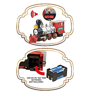 JOYIN Christmas Train Set with Real Smoke, Battery Operated Electric Train Set Including Steam Locomotive Engine, Passenger Car, Gift Car, 2 Xmas Elves, 1 Santa Santa and More! Best Xmas Train Gifts
