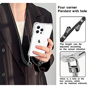 ZHIYIWU Compatible with iPhone 14 Pro Max Case Clear Shockproof Strap Shoulder Strap Crossbody TPU iPhone14 ProMax Clear Case Adjustable Neck Lanyard Protector iPhone14 ProMax Case-Clear