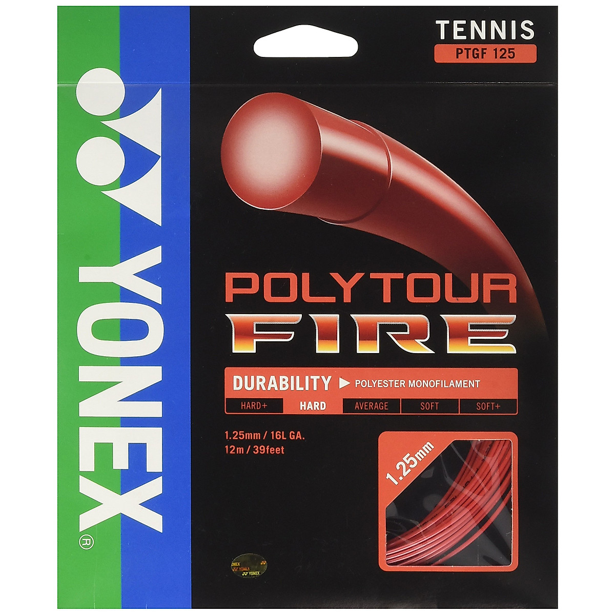 Yonex Poly Tour Fire 16L 125 Tennis Racquet String Red
