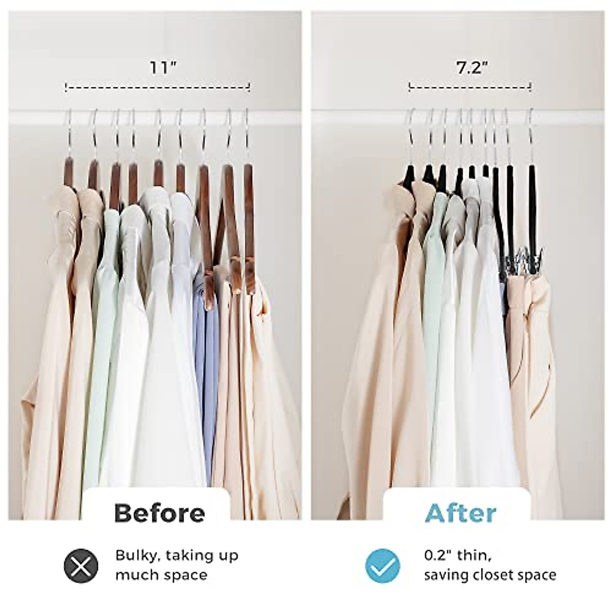 HOUSE DAY Velvet Skirt Hangers 24 Packs Velvet Hangers with Clips Ultra Thin Non Slip Velvet Pants Hangers Space Saving Clothes Hangers for Skirts, Pant, Jeans (Black)