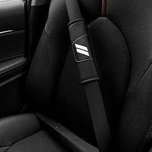 REMOCH Seat Belt Covers Pads for Dodge Charger Challenger Durango Accesssories 2015-2023, Leather Seatbelt Cover Shoulder Strap Cushion Proetection Sleeve (2 Pcs, White)