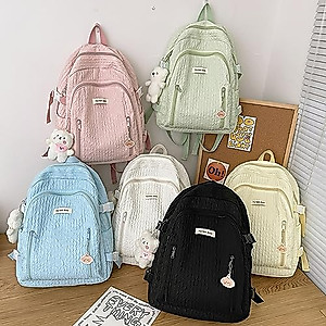 Verdancy Kawaii Backpack for Teens School College Students Travel Aesthetic Bookbag Cute Schoolbag Casual Daypack (Yellow)