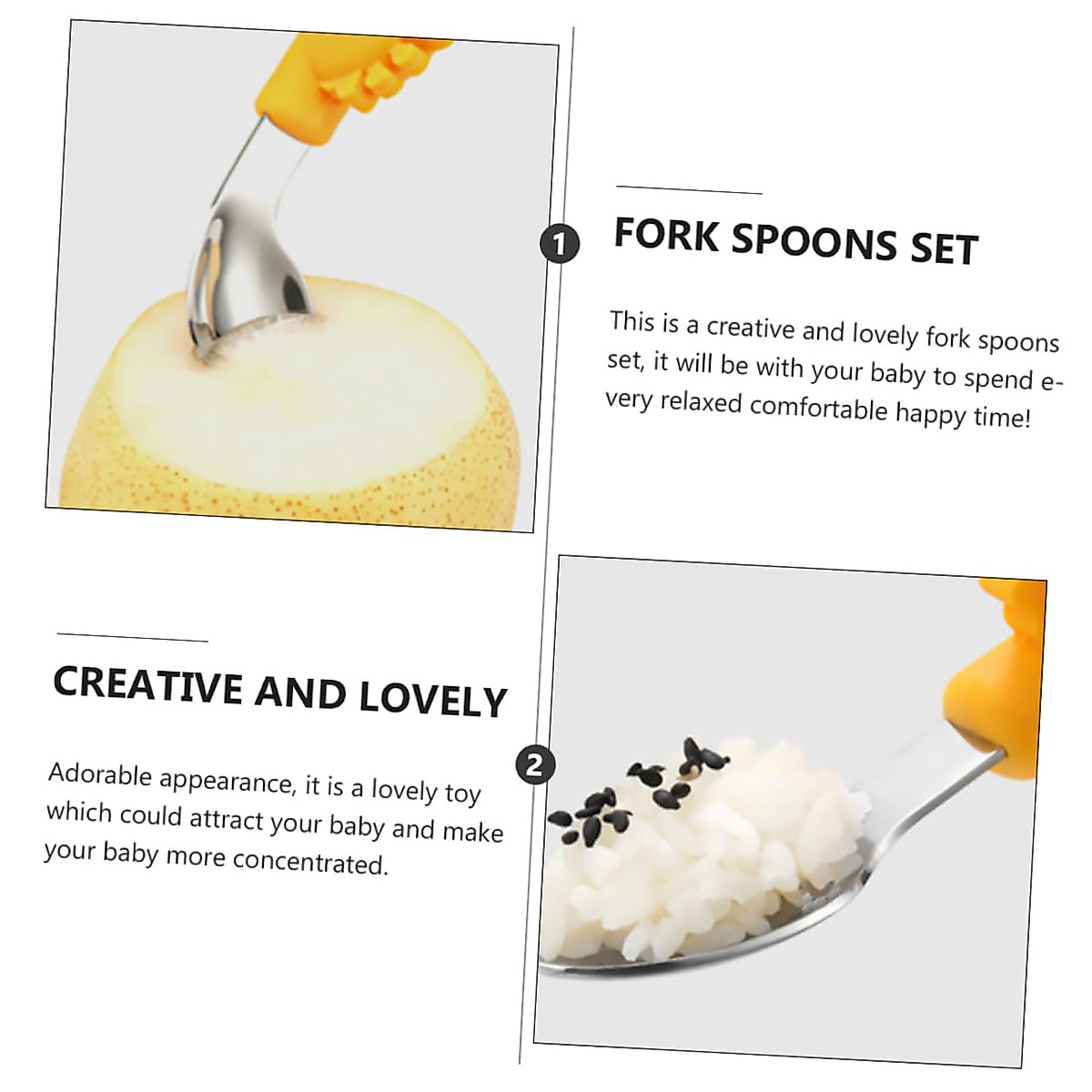 HEMOTON 1 Set Spoon and Fork Flatware Set Portable Utensils Spoons Training Spoon Essential Forks Spoons Fork Deer