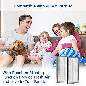 LOSKLENO 40 Replacement Filter H13 HEPA 40 Filter Compatible with 40 Air Purifier 3-in-1 H13 True HEPA Composite Filtration with Fine Pre-filter and Activated Carbon Filter 2 Pack 40 Filter