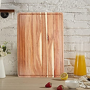 Extra Large Acacia Wood Cutting Board for Kitchen, 24 x 18 Inch Large Butcher Block Chopping Board with Juice Groove, Thick Wood Cutting Boards Carving Board for Turkey Meat Vegetables BBQ