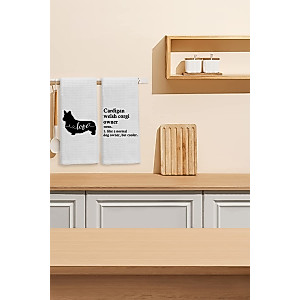 Cardigan Welsh Corgi Owner Definition Funny Dog Kitchen Towels Bath Towels,16x24 Inch Set Of 2 Soft And Absorbent Funny Dog Hand Towels Tea Towels Dish Towels Sets,Dog Lovers Dog Mom Girls Women Gifts