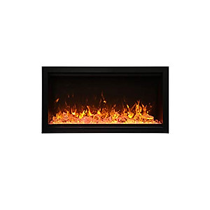 Amantii Symmetry Extra Tall Built-In Electric Fireplace with Black Steel Surround and ICE Media (SYM-34-XT-Fi-109-Diamond), 34-Inches