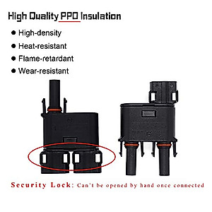 Witproton PV Solar Connector Branch Y T IP68 Waterproof 1000V 1500V Solid Copper Terminal 2 Male 1 Female and 2 Female 1 Male (2to1 Branch Connector)