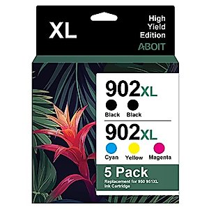 902XL Ink Cartridges for HP Printers OfficeJet 6978 6968 6958 6960 6970 6962, Replacement for HP 902 Ink Cartridges (5-Pack)