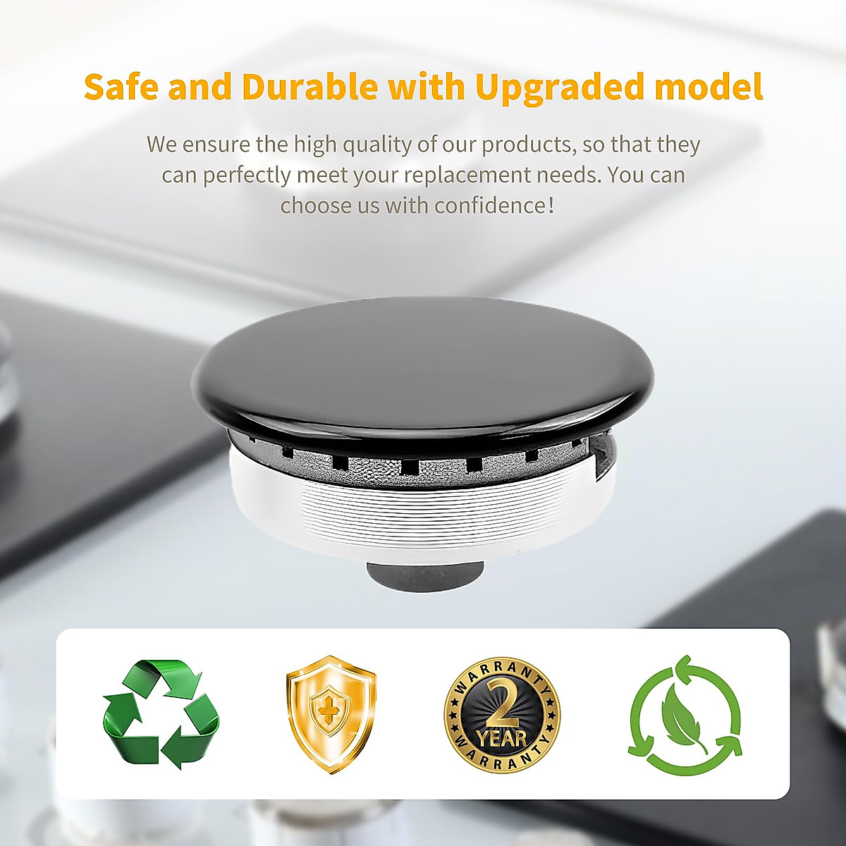 Gas Stove Burner Caps Set: Burner Gas Cooker Hat Set of 4,High Cooking Performance Stove Lids for Gas Burner Cap Cover Head Replacement Fits Specialised Models(Dimensions in Images)