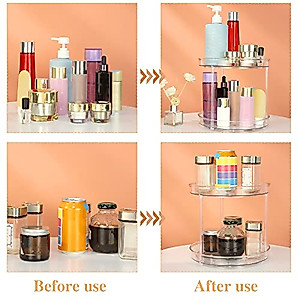 2 Tier 360 Rotating Makeup Organizer, Spinning Organizer Tiered Lazy Susan Turntable for Skincare, Cosmetic, Perfume, Kitchen Storage