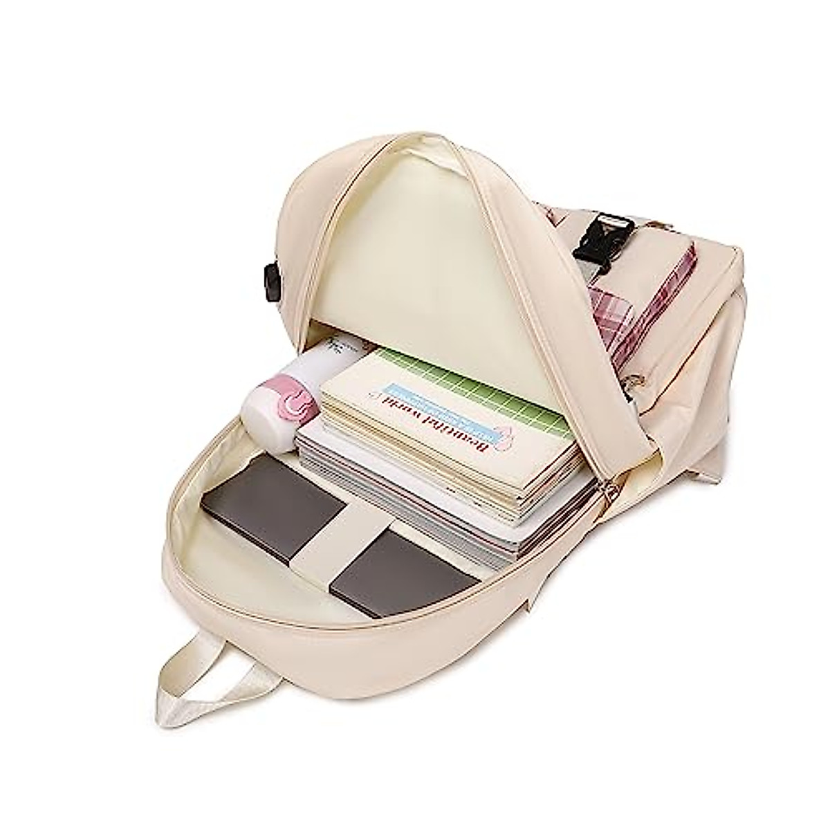 Acmebon Girl Roomy Fashion Laptop Backpack Casual Daily Backpack for Women Cream