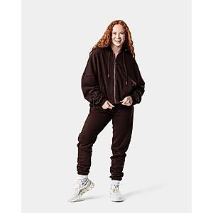Kamo Fitness CozyTec High-Waisted Sweatpants for Women Baggy: Comfy Lounge Pants with Pockets Crafted from Soft Thick Fleece, Cuffed, Loose Fit, Tall Friendly Joggers for Fall (Java Brown, M)