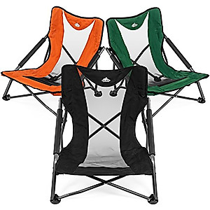 Cascade Mountain Tech Camping Chair - Low Profile Polyester Folding Chair for Camping, Beach, Picnic, Barbeques, Sporting Event with Carry Bag and Cushion Availability, Orange