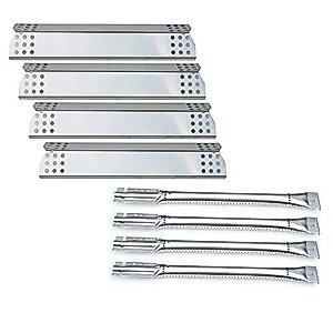 Direct Store Parts Kit DG173 Replacement 16 15/16 inch Burner for Kitchen Aid 720-0733A,4 Burner Gas Grill Burner,Heat Plate (Stainless Steel Burner + Stainless Steel Heat Plate)