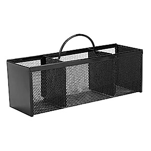 Mind Reader 3 Section Caddy, Cutlery Holder, Flatware and Silverware Organizer, Forks, Spoons, Knives, Countertops, Kitchen, One Size, Black Mesh