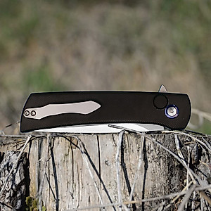 allvin R8308 Folding Knife D2 Satin Drop Point Blade Black G10 with Stainless Steel Sheet Handle Outdoor Camping Hiking Fishing EDC Pocket Survival Knives