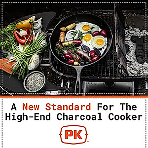 PK Grills PK 360 Portable Charcoal BBQ Grill and Smoker, Cast Aluminum Outdoor Kitchen Cooking Barbecue Grill for Camping, Backyard Grilling, Park, Tailgating, Silv