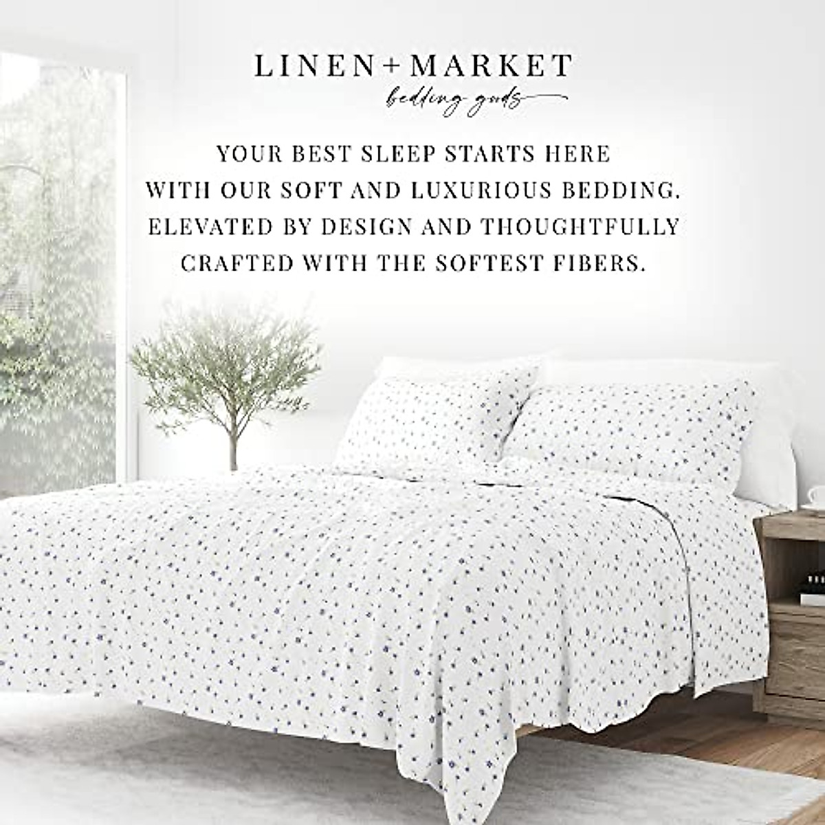 Linen Market 4 Piece Full Size Sheet Sets (Light Blue Floral) - Sleep Better Than Ever with These Ultra-Soft & Cooling Bed Sheets for Your Full Size Bed - Deep Pocket Fits 16" Mattress