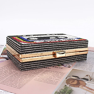 Women Retro Radio Shape Crossbody Bag PU Leather Vintage Evening Clutch Purses (A-Dark Grey)