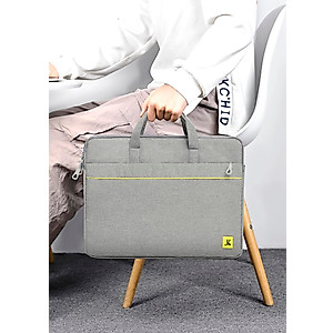 YANGKE Laptop Shoulder Bag Compatible with MacBook Air/Pro,13-13.3 inch Notebook, MacBook Pro 14, Waterproof Carrying Case with Rubber Mouse Pad plus 2.4G Wiress and BT Mouse, Black (grey)