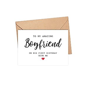 Emily gift Birthday Card For Boyfriend - First Birthday Together - Happy Birthday Card For Boyfriend - To My Amazing Boyfriend On His Birthday Card