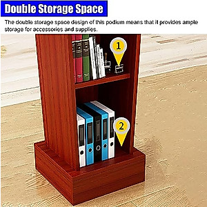 EESHHA Lectern Portable Lecterns Spacious Drawer Podium Stand High Density Board Teacher Podiums with Open Storage Simple Standing Lectern