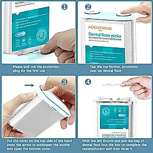 ADENSYANG Dental Floss Picks Dispenser - Pop-up Flossers Holder - Automatic Floss Dispenser - Reusable Dental Pick Dispenser, 1 Box 100 Count, Clean Teeth No Break, More Convenient