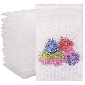 50Pcs Bubble Out Bags Pouches 5.12" x 7.10" Self-Seal Clear Bubble Pouch Bags, Double Walled Bubble Cushioning Bags, Protective Wrap Cushioning Pouches for Shipping, Packing, Moving