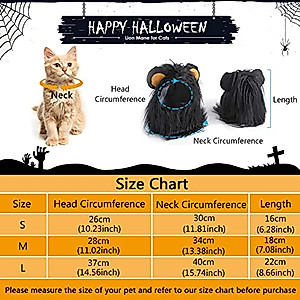 ITESSY Cat Halloween Costumes- Black Lion Mane Wig Pet Costumes Hat for Halloween Christmas Dress Up Accessories Decoration for Kitten Cats, Size S