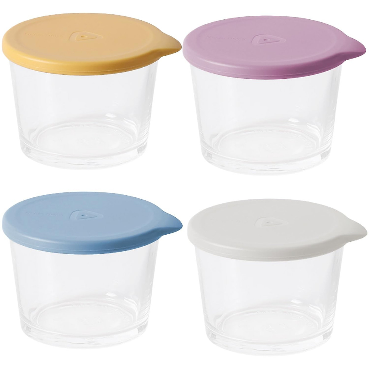 yaocoral 4 Pack 9 OZ Small Round Glass Containers with Lids,Clear Food Jars Airtight Glass Food Container for Food Portion,Overnight Oats,Pickles,Dipping Sauce,Snack,Yogurt,Meal Prep Containers