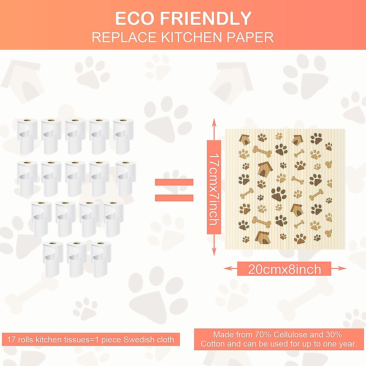 Patelai 6 Pieces Mixed Dog Swedish Cleaning Dishcloths Cloths Absorbent and Fast Drying Kitchen Dish Towels Dogs Cleaning Wipes for Kitchen Bathroom Office Wedding Housewarming, 6 Designs