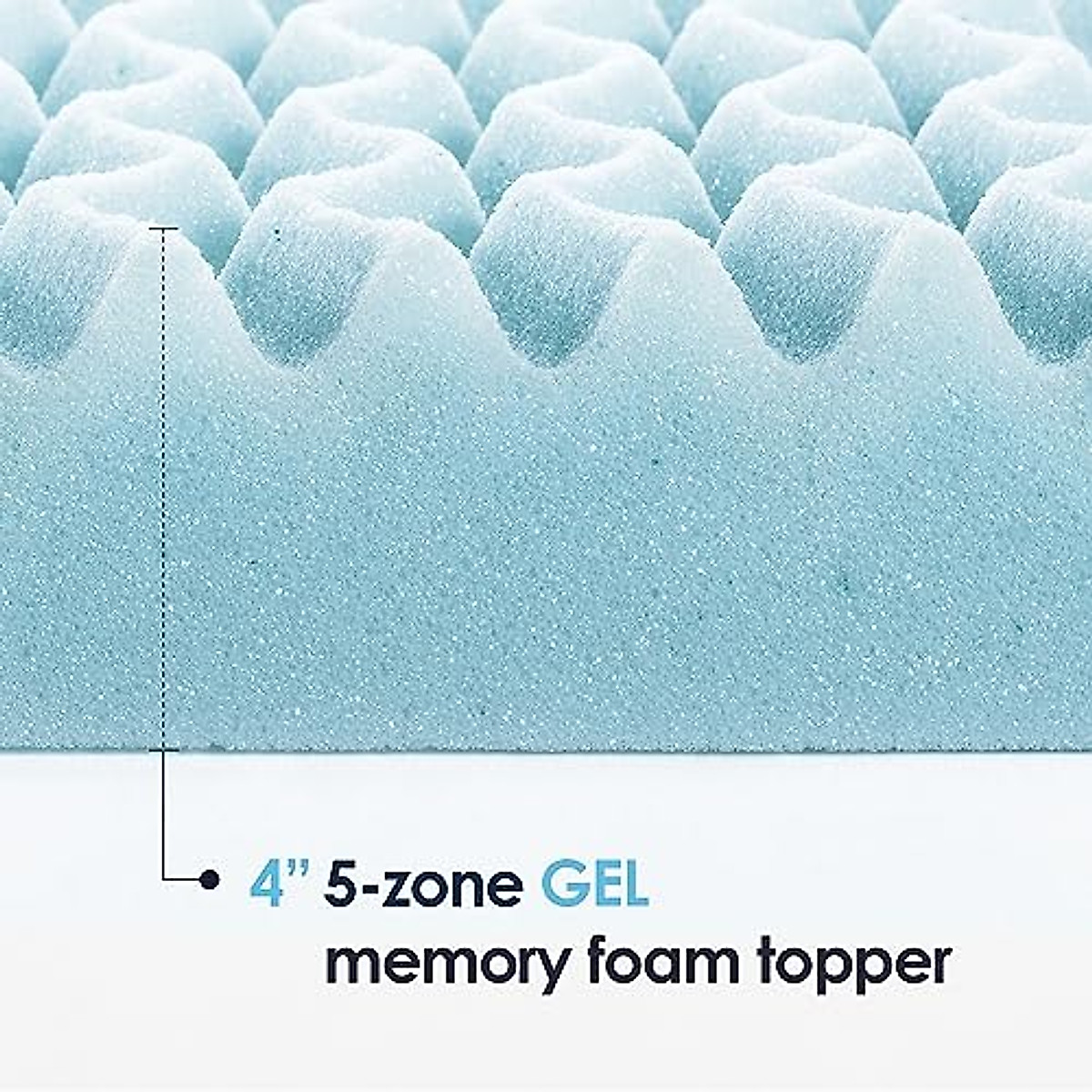 Mellow 4 Inch 5-Zone Memory Foam Mattress Topper, Cooling Gel Infusion, Short Queen