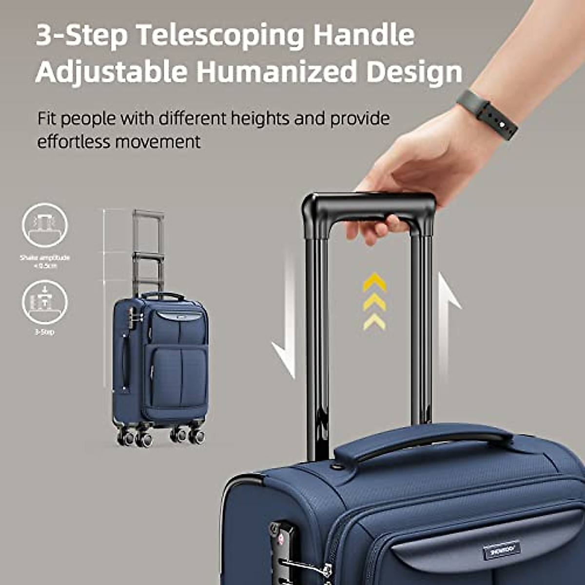 SHOWKOO Carry-on Luggage 2 Piece Softside Lightweight Durable Suitcase with Bag Tote Double Spinner Wheels TSA Lock Blue 20-inch