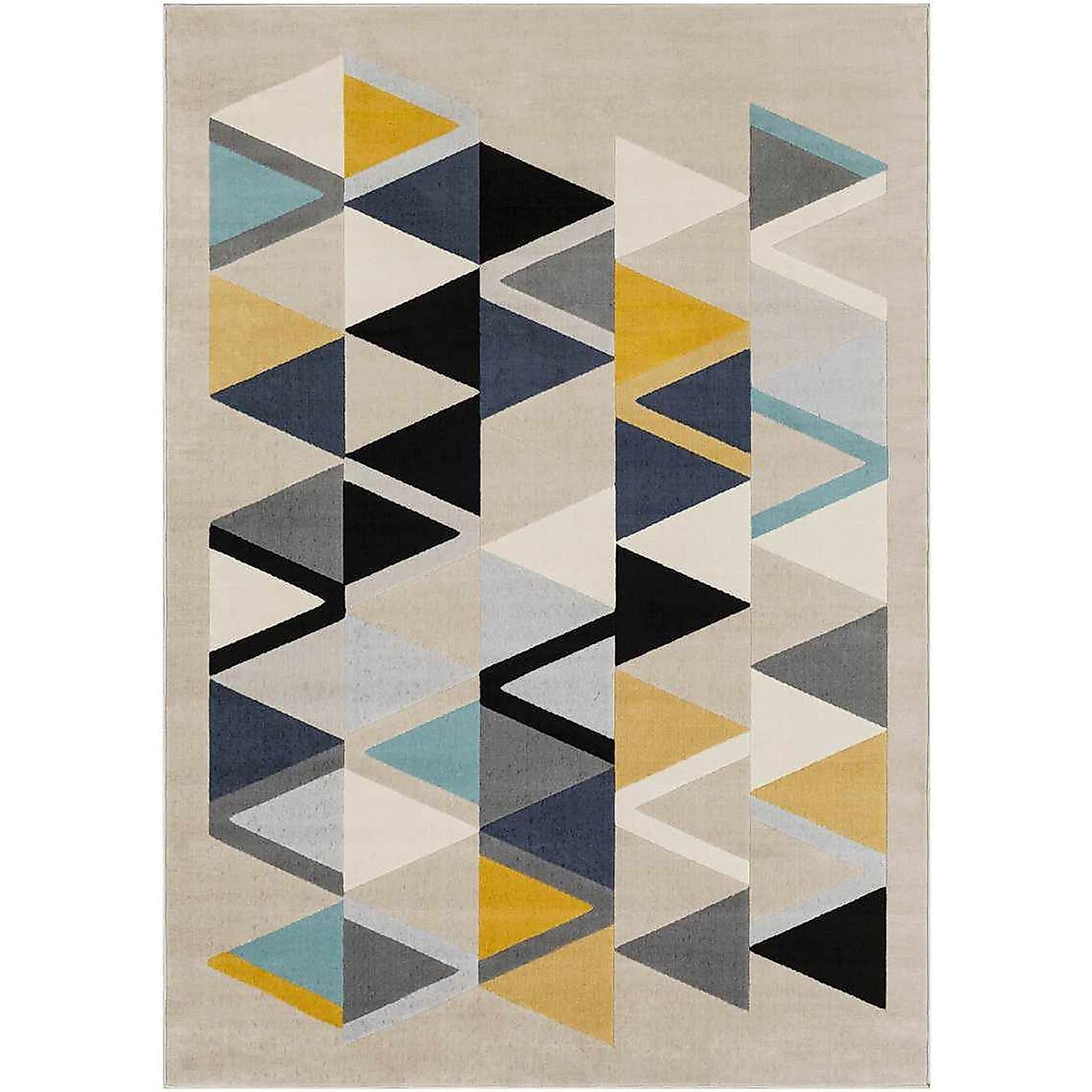 Mark&Day Area Rugs, 4x6 Domwier Modern Mustard Area Rug, Aqua Beige Black Carpet for Living Room, Bedroom or Kitchen (3'11" x 5'7")