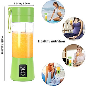 Portable Blender Mixer,Personal Juicer,Smoothies and Shakes Blender,HandCup Fruit Machine Blender 380 ML (Blue, Pink, Purple & Pink Color available) (Green)
