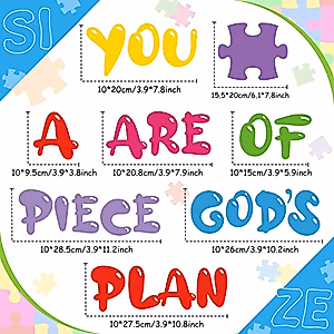 67 Pieces Large Puzzle Cutouts Bulletin Board Set Bible Verse Paper Cuts Classroom Decor You are a Piece of Gods Plan Cut Outs School Puzzle Accents Paper for Classroom Nursery Door Wall Decor
