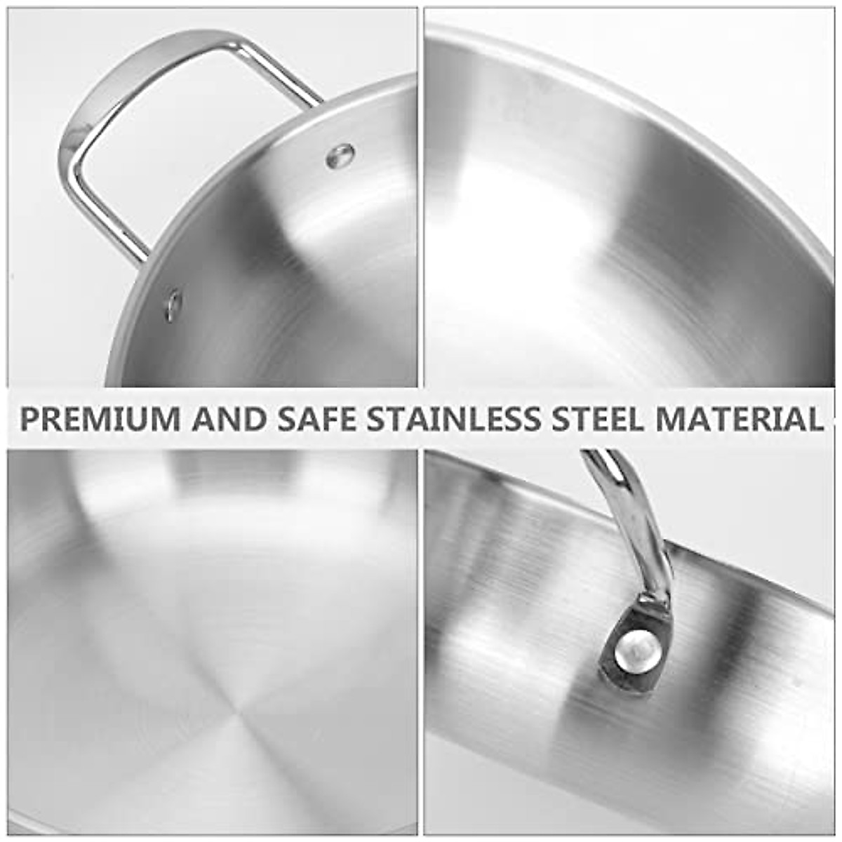 Luxshiny Cast Iron Skillet Stainless Steel Pot, Korean Ramen Pot Seafood Pan Pot with Double Handle for Home Kitchen (24CM) Mixed Rice Pot