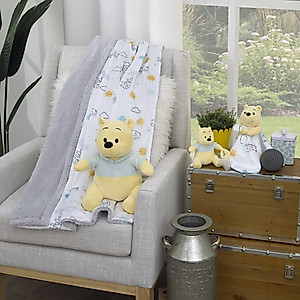 Disney Winnie The Pooh White, Yellow, and Aqua Cloud and Sun Lovey Security Blanket