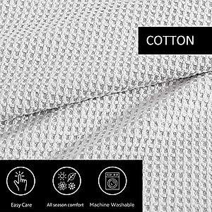 Vera Wang - Queen Blanket, Luxury Cotton Bedding, Plush & Heavyweight Home Decor (Waffleweave Grey, Queen)