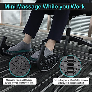 RAINFLY Adjustable Foot Rest Under Desk for Office Use - 30° Tilt Angle Desk Foot Rest Ergonomic Design Office Footrests with Cushion, Non-Slip and Portable Foot Rest for Travel - Black