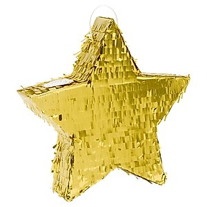 Sparkle and Bash Gold Star Pinata for Kids Birthday, Twinkle Twinkle Little Star Gender Reveal Party Decorations, Baby Shower (Small, 13 x 3 Inches)