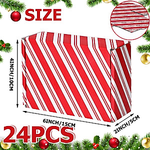 Tenceur 24 Pcs Christmas Gift Box with Lid 6 x 4 x 2 Inch Small Corrugated Cardboard paper Boxes Small Business Gift Packaging Mailing Supplies Recyclable Mailer Box, Red White Striped