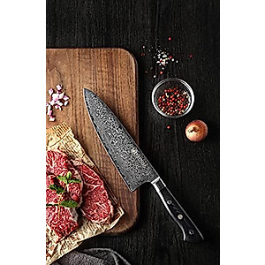 KATSURA Gyuto Chef Knife – 8.25 Inch – Ultra-Wide Blade 55mm – Japanese Premium AUS 10, 67 Layers Damascus Steel Knife