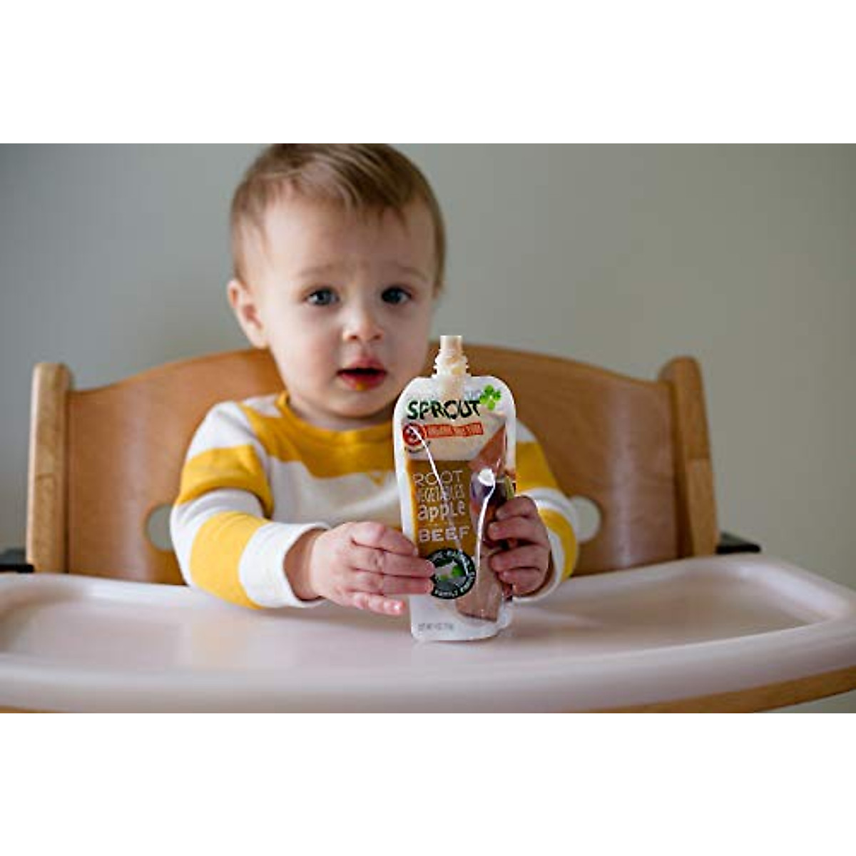 Sprout Organic Baby Food Pouches Stage 3, Organically Sourced Meat Protein, Root Vegetables Apple w/ Beef, 4 Ounce (Pack of 12)