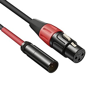 JOMLEY Mini XLR to XLR Cable,XLR Female to Mini XLR Male Microphone Audio Cable for Blackmagic Pocket 4K Camera Video Assist 4K - 1ft